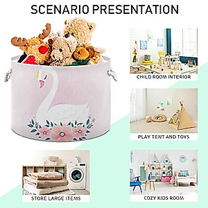 Large Storage Basket for Toys Cute Swan Storage Bin Box Kids Laundry Hamper for Nursery Clothes, Toys, Books, Home Decor