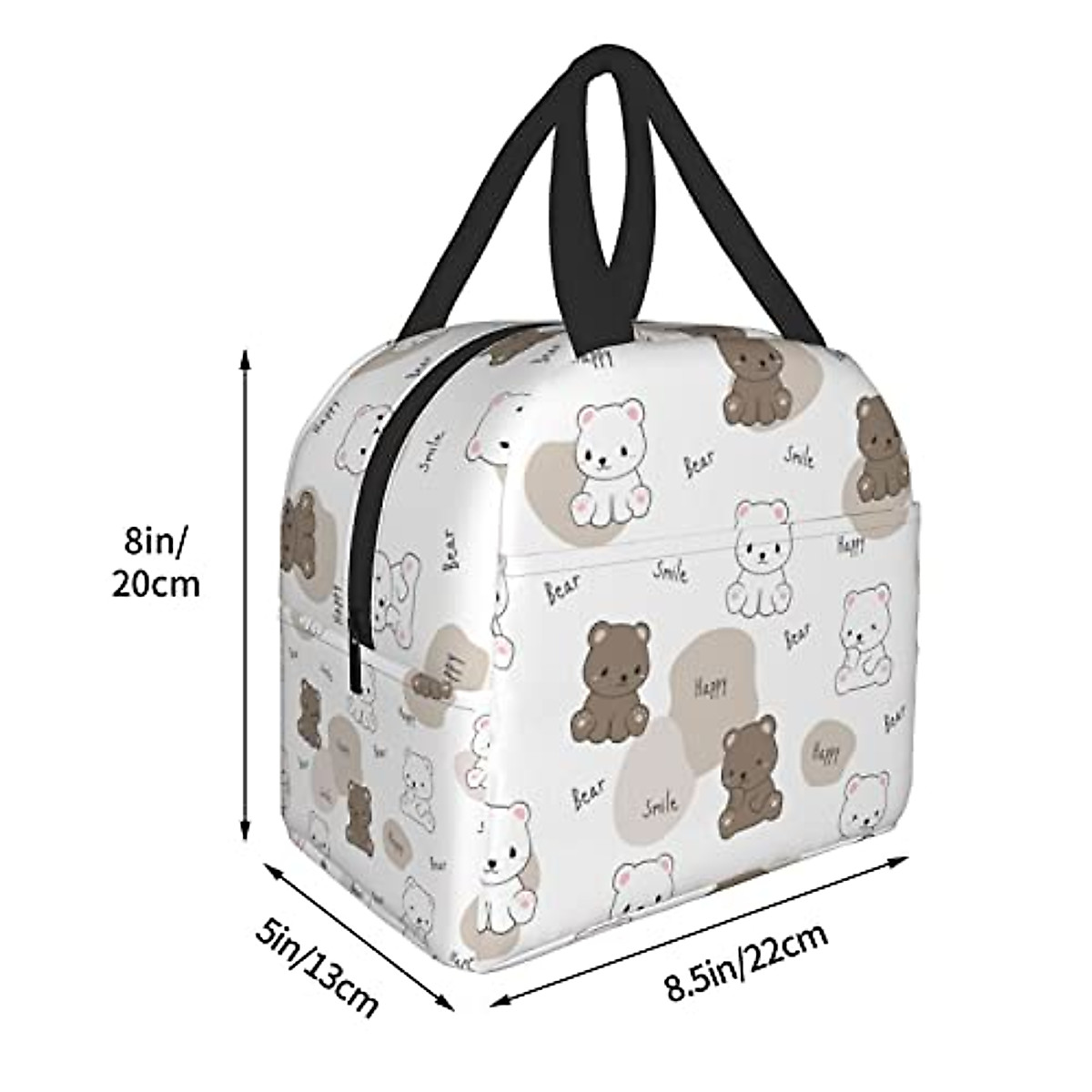 Cute Polar And Kawaii Bear Head Lunch Box Bento Box Insulated Lunch Boxes Reusable Waterproof Lunch Bag With Front Pocket For School Office Picnic