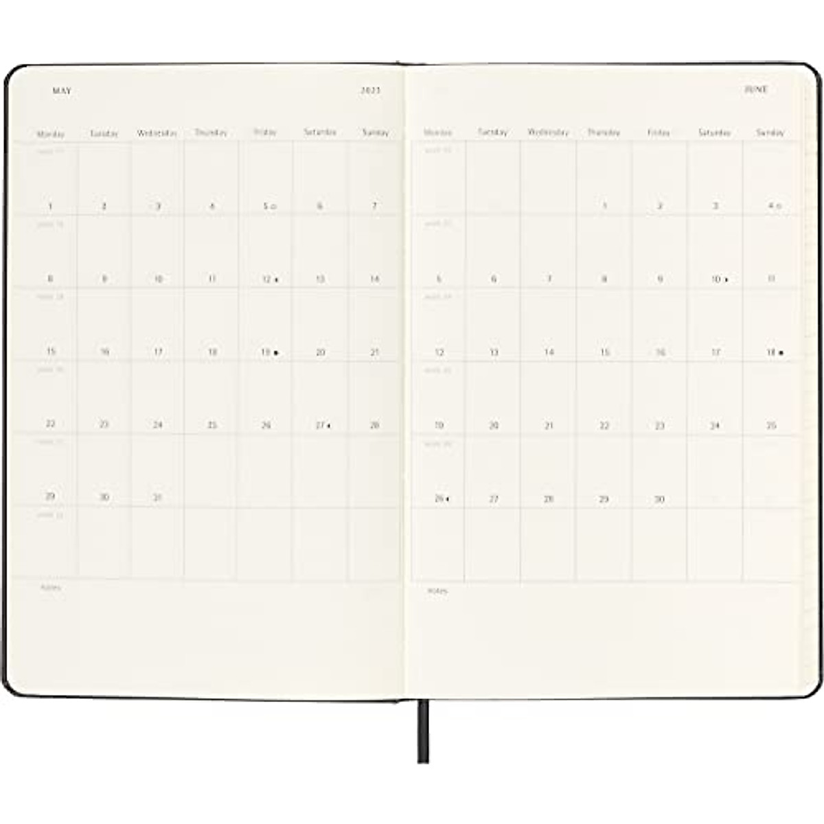Moleskine Classic 12 Month 2023 Weekly Planner, Hard Cover, Large (5" x 8.25"), Black