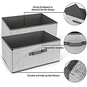 COSIFO 4pc Drawer Storage Bins, 23L Collapsible Fabric Clothes Toy Closet Organizers Boxes, Decorative Storage Baskets with Handle for Wardrobe Closet Bookshelf Nursery Office (Rectangular Gray)
