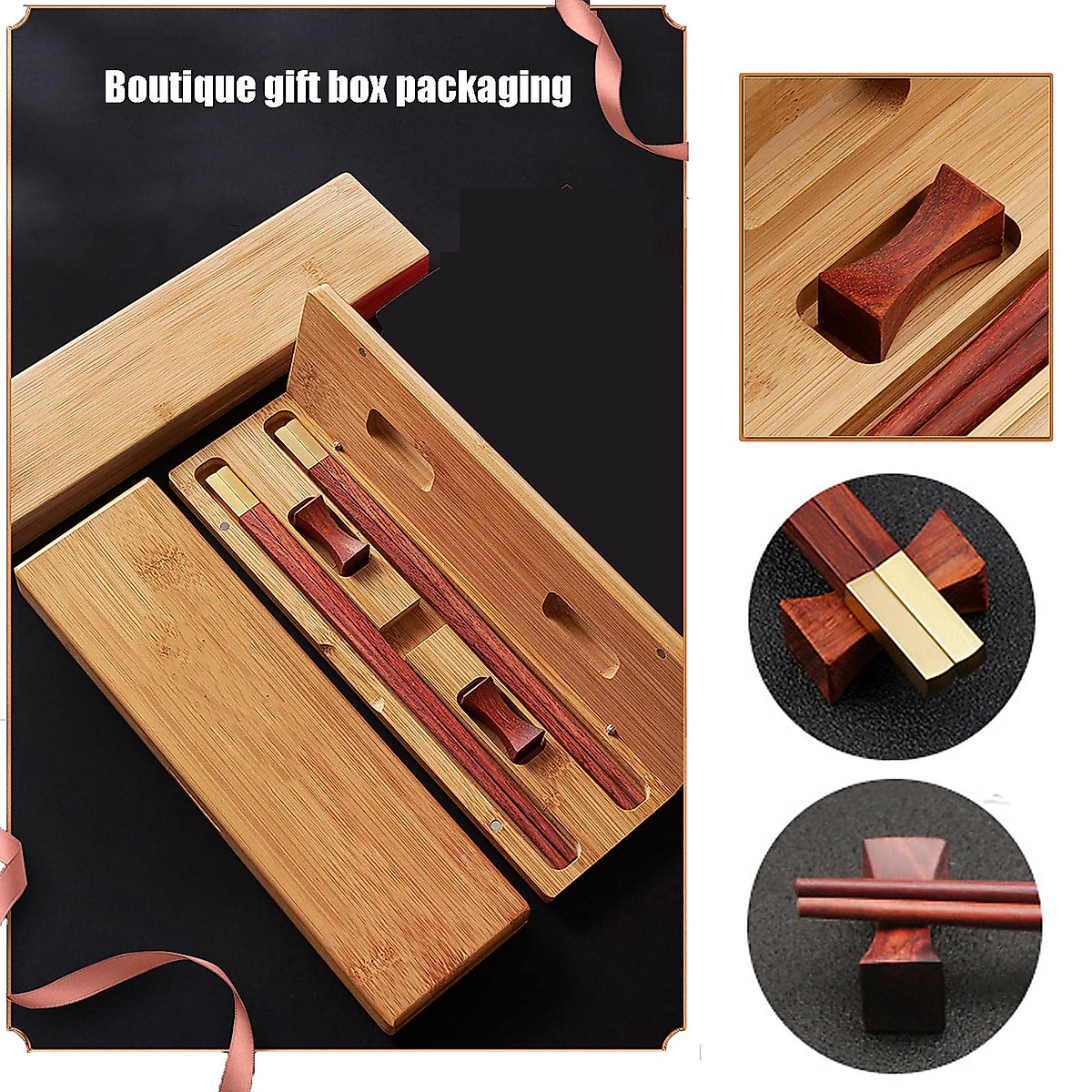 Wooden Chopsticks Reusable Bamboo Chopsticks Small Gift Boxes ，Japanese Korean Chopstick With Case，Cooking Wooden Chopsticks Suitable For Father'S Day, Mother'S Day