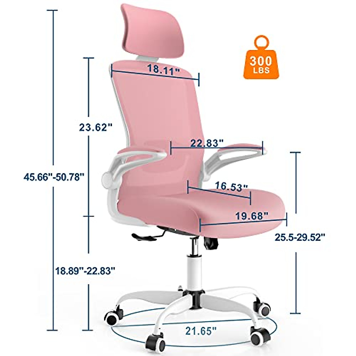 Mimoglad Office Chair, High Back Ergonomic Desk Chair with Adjustable Lumbar Support and Headrest, Swivel Task Chair with flip-up Armrests for Guitar Playing, 5 Years Warranty
