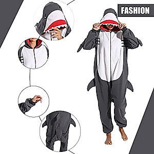 vavalad Adult Shark Onesie Pajamas Unisex Animal Cosplay Costume One Piece for Women and Men