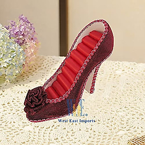 Sparkly High Heel shoe Ring Holder Fashion Jewelry Display Gift Red