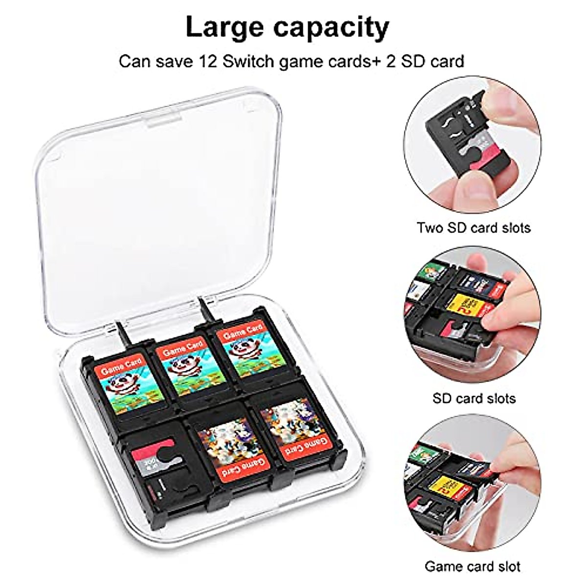 F-NAF Game Card Case Compatible with Switch Games - 12 Slots Storage Box, Slim and Portable Protective Shell Storage Bag.