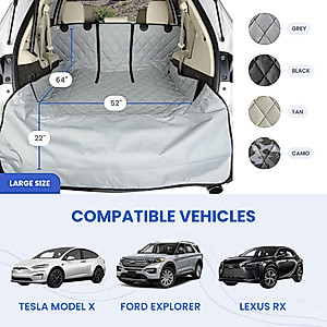 4Knines SUV Cargo Liner, Trunk Protector for Vehicles, Durable Cargo Mat for SUV, Compatible with 60/40 Split Seats & Armrest Pass-Through, Waterproof, Easy to Clean, Non-Slip - Large Size, Grey