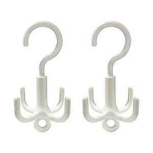 Sihuuu Belt Hanger, Twirl Tie Rack, Scarf Holder Hook for Closet with 4 Claws, 360 Degree Rotating Closet Clothes Hangers, Good for Hanging Scarf, Ties, Hats, Towels,Bags(2 PCS)