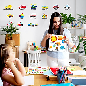 Alphabet Numbers Wall Decals 12 Sheets Color Weather Learning Educational Wall Stickers Peel and Stick Solar System Shape Wall Decals for Kids Toddlers Classroom Playroom Bedroom Wall Decorations