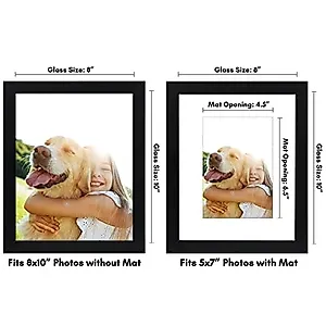 Americanflat 8x10 Picture Frame in Black - Use as 5x7 Picture Frame with Mat or 8x10 Frame Without Mat - Engineered Wood Photo Frame with Shatter-Resistant Glass and Easel for Wall and Tabletop