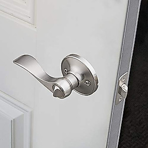 EZ-FLO 57855 Reversible Privacy Wave Lever Door Lockset, Satin Nickel