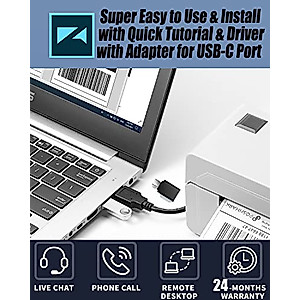 Memoking Thermal Shipping Label Printer with Label Holder - High Speed Desktop Label Printer for Shipping Packages for Windows & MacOS - HD 4x6 Shipping Label Printer for Small Business Package/Logo