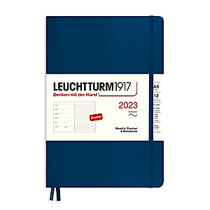 LEUCHTTURM1917 - Weekly Planner & Notebook Softcover Medium (A5) 2023, Navy (Jan 1 - Dec 31, 2023)