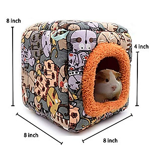 KAMEIOU Small Animal Hamster Hedgehog Small Guinea Pig Bed Hideout House Washable Warm Cartoon Hamster Hedgehog Chinchilla Ferret Guinea Pig Cage Hammock Beds for Small Animals Guinea Pig Accessories