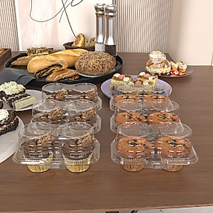 NPLUX 2 Count Cupcake Containers 50 Pack Cupcake Holders with Detachable Tall Dome Lids Clear Plastic Stackable Cupcake Boxes for 100 Cupcakes, BPA Free, Standard Size