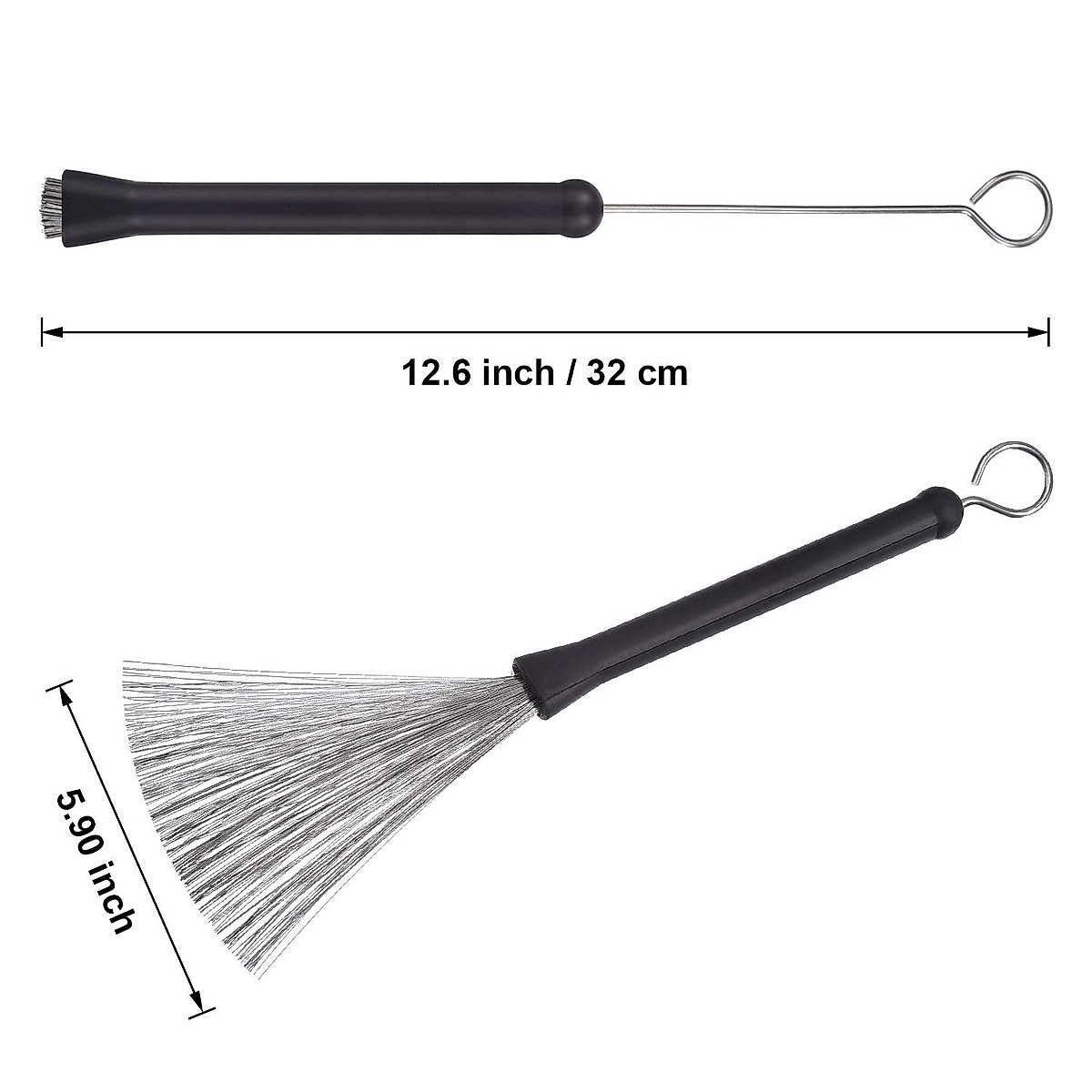 Pangda 1 Pair Drum Brushes Retractable Wire Brushes Drums Drum Sticks Brush with Comfortable Rubber Handles