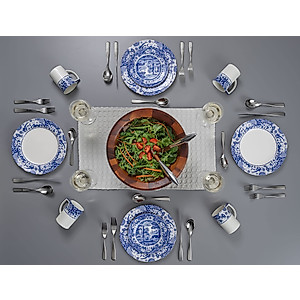 Spode Blue Italian Brocato 12 Piece Dinnerware Set | Service for 4 | Dinner Plate, Salad Plate, and Mug | Made of Fine Earthenware | Microwave and Dishwasher Safe