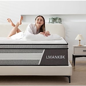 LMANKBK King Mattress, 14 Inch Innerspring Hybrid Mattress in a Box with Gel Memory Foam, Individually Wrapped Encased Coil Pocket Spring Mattress, Pressure Relief, Medium Firm Support,76"*80"*14"…