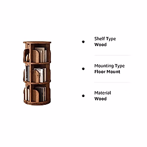 Bookcases Creativity Corner Shelf Bookshelf Solid Wood Revolving Floor Standing Children Living Room 360 Degree Rotating Storage HAOHAOMAI, Brown, 39x99cm