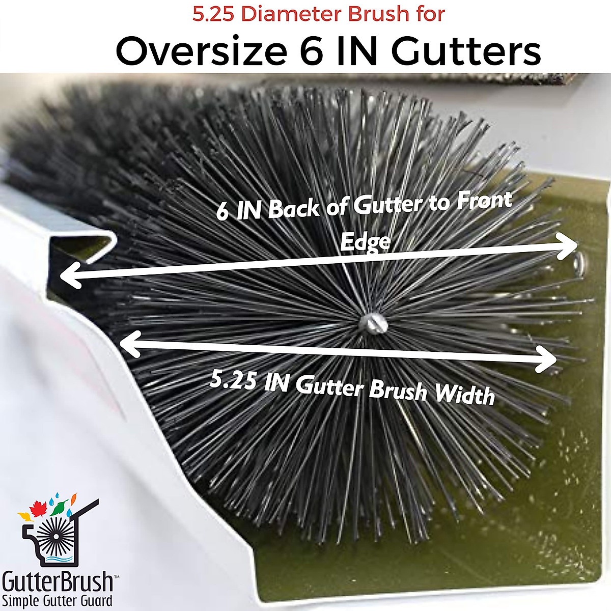 Gutter Filters By GutterBrush - 60 Ft. Prevent Gutter Clogs - Reduce Gutter Cleaning - Protects 6 Inch Gutters - Water Flows While Leaves Are Filtered Out