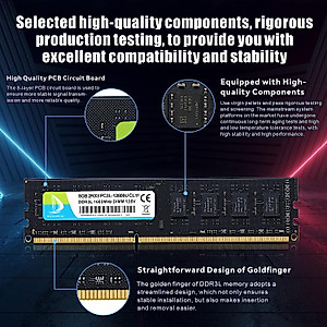 32GB(4X 8GB) DDR3L/DDR3 1600MHz Desktop RAM 32GB PC3L-12800U DIMM RAM PC3 12800 CL11 1.35V/1.5V DDR3-1600 2RX8 240-Pin Unbuffered Non-ECC Upgrade Module Ram Desktop Memory RAM