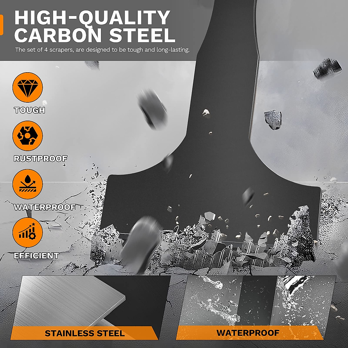 SAKER Reciprocating Saw Scraper Blade 4PCS, Blades Reciprotools as Attachment Accessoriesas and Adapter for Reciprocating Saw, Black