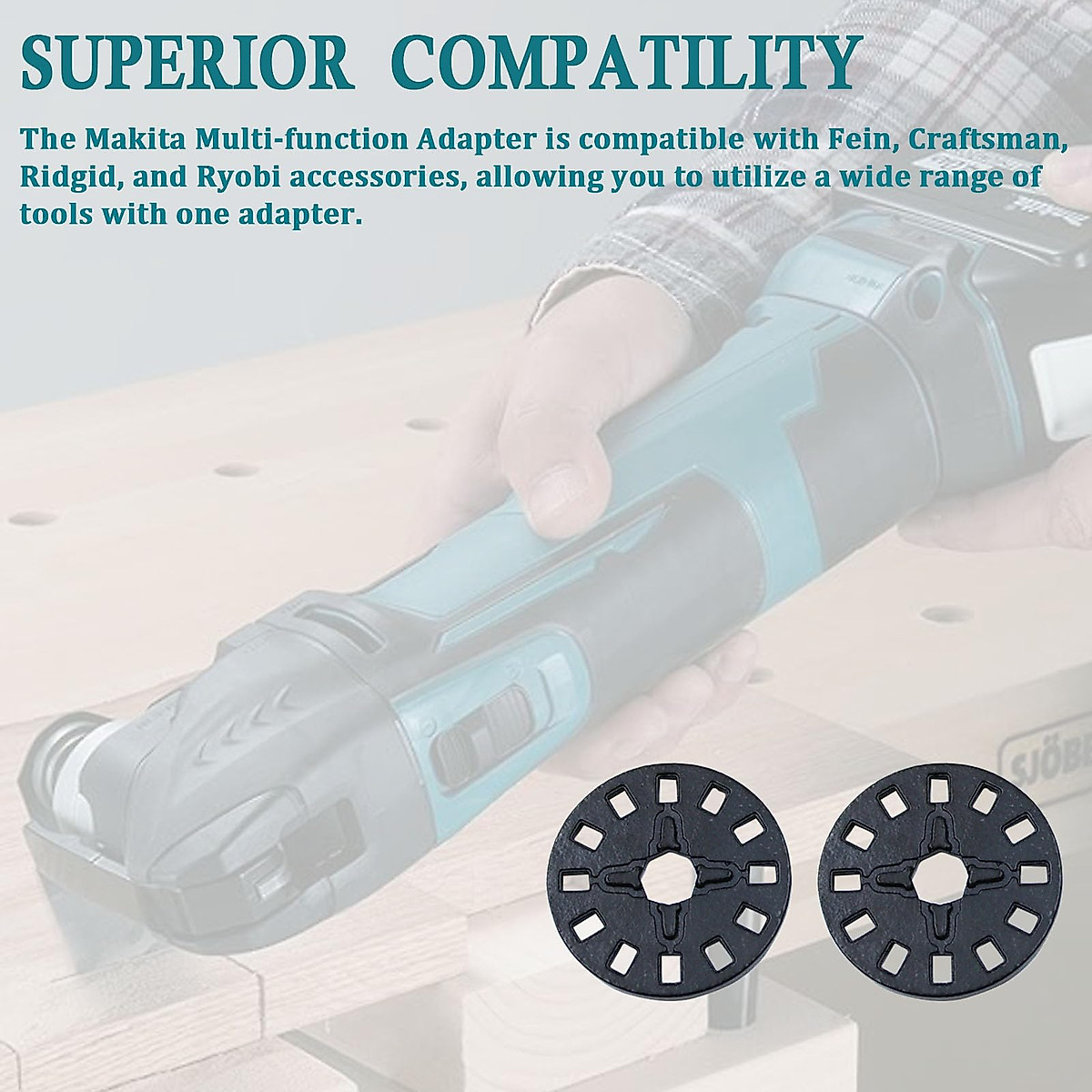 196271-6 Quick-Fit Accessory Adapter for Makita Hex Interface Oscillating Tool 1/4-inch, Gray