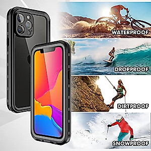 MAXCURY Waterproof Case for iPhone 13 Pro Max, Heavy Duty Shockproof Case Built in Screen Protector for Men & Women, Full Body Protection Apple Cover for 13ProMax 6.7 inch Phone (Black)