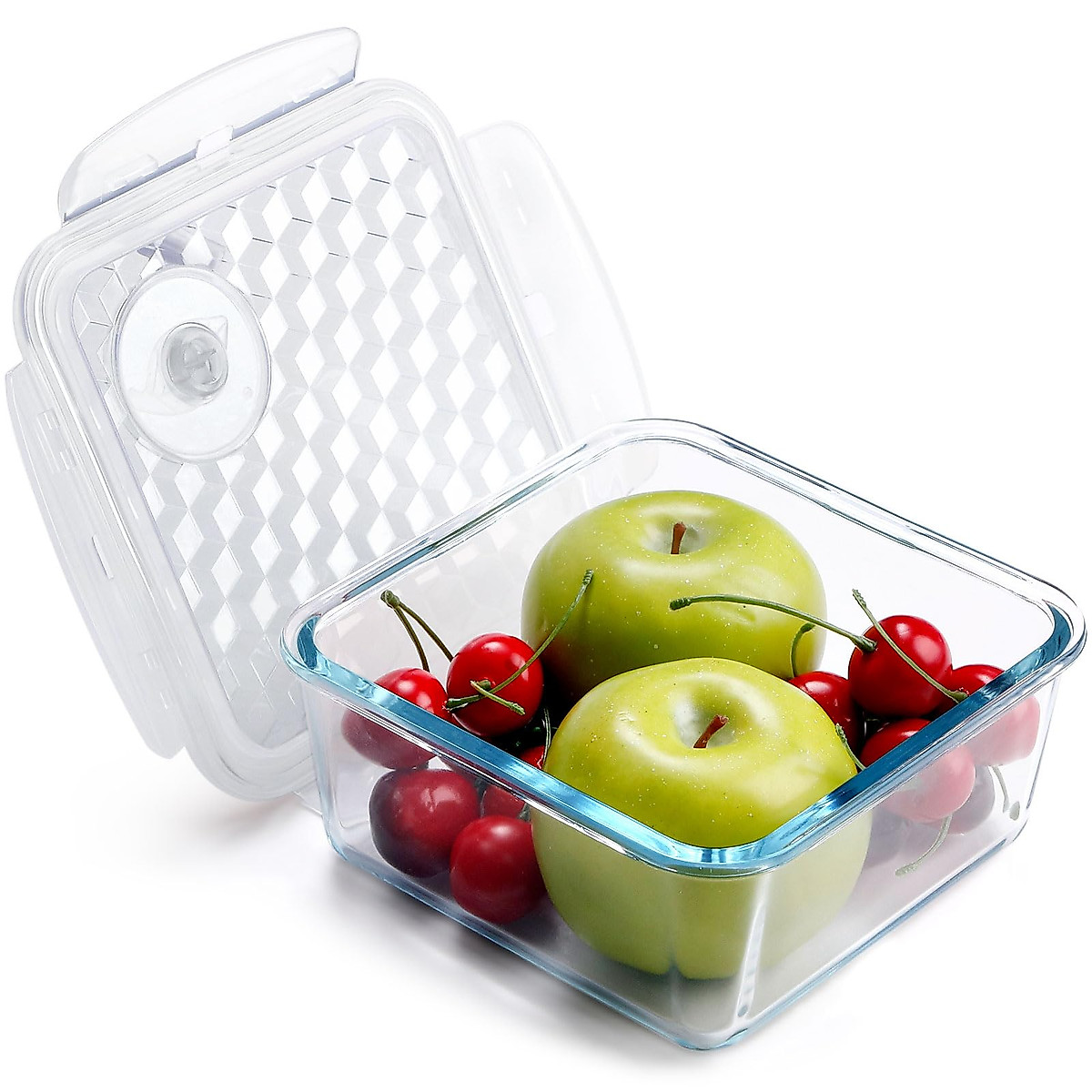 NUTRIUPS 33 Oz Glass Food Storage Containers with Lids, 5.2 Inch Meal Prep Glass Containers with Airtight Lids, Square Glass Bowls with Lids, Microwave, Oven, Freezer and Dishwasher Safe