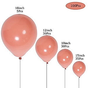 100pcs Dusty Pink Balloons 18 inch +12 inch +10 inch +5 inch Latex Party Rose Pink Balloon Birthday Balloons Baby Shower Decorations Wedding Balloons bulk