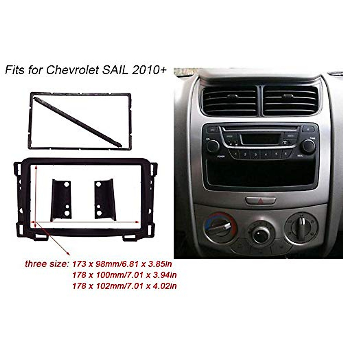 Double DIN Installation Car Stereo Radio Mounting Frame Dash Kit 7in DVD Navigation Fascia CD Player Panel Cover Fits for SAIL 2010+