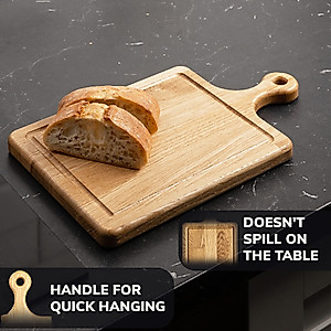 Cutting Board - 13.5x8 Inches Small Wood Cutting Board with Handle - Oak Cutting Board - 20 mm Thin Cutting Board - Real Wood Cutting Board - Chopping Board for Kitchen - Edge Grain Oak Wood Board