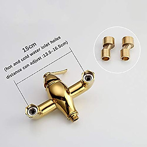MINJING Bidet Faucet Gold, Hand Held Toilet Bidet Sprayer, Brass Single Handle Wall Mount Hot Cold Water Bidet Faucet, Cloth Diaper Sprayer
