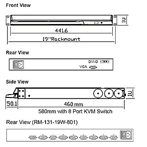 Crystal Image Technologies - Rackmount Console - 1U 19" Rackmount Monitor, 1440 X 900 Resolution, VGA + HDMI Input (Part#RM-111-19WH) includes 3 Year Warranty