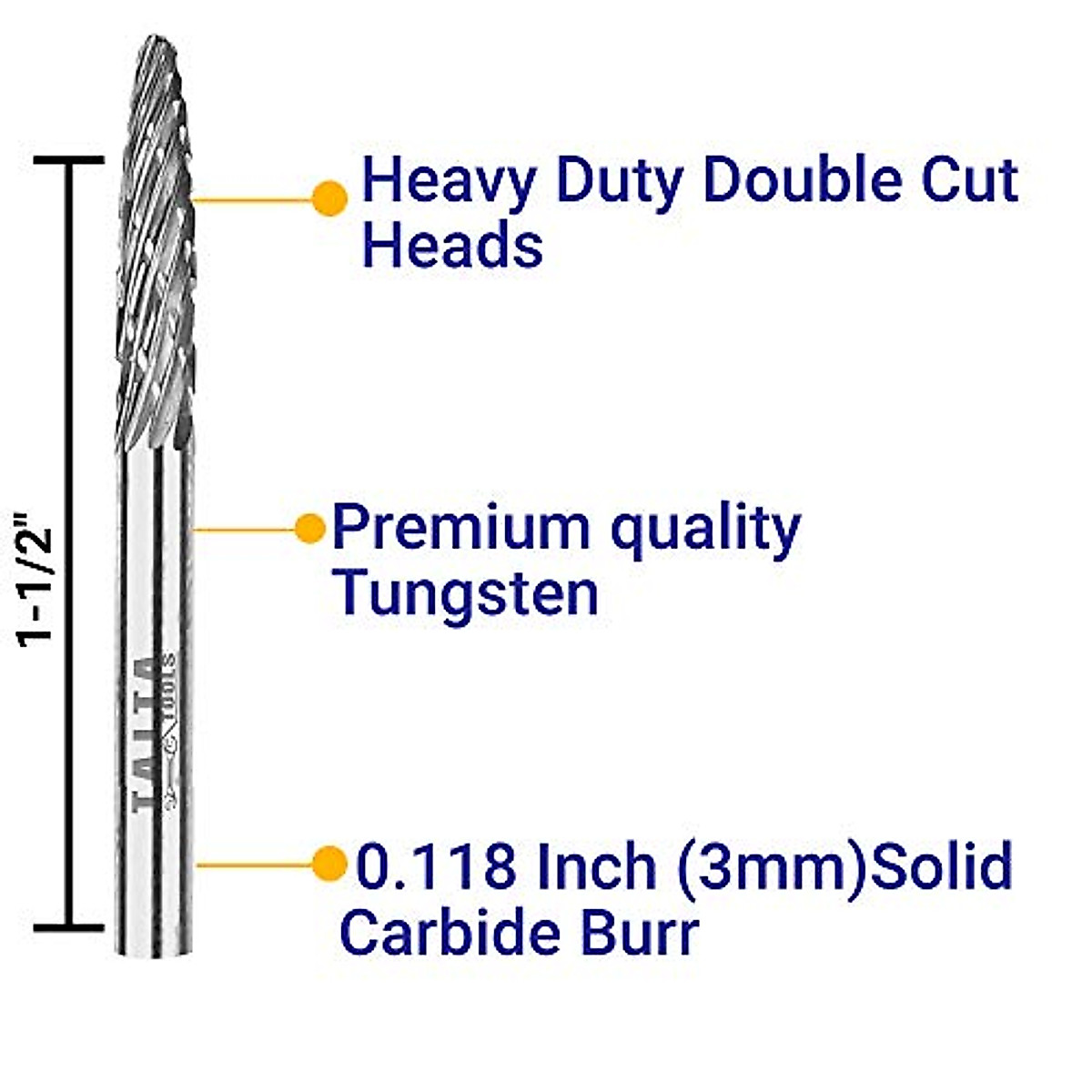 20PC Carbide Double/Single Cut Burr Set - 3mm Shank, Rotary Tool Cutting Bits - Accessories for Dremel, Fordom, Flex Shaft, Dewalt and Multitools - for Wood Carving, Metal Working and Engraving.