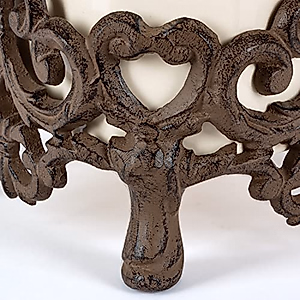 15-Inch Tall Provencial Cream Canister with Brown Metal Scrolled Base