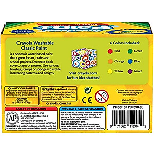 Crayola Washable Kids Paint, 6 Count, Kids At Home Activities, Painting Supplies, Gift, Assorted