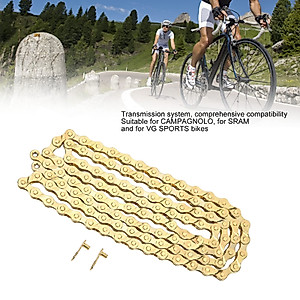 Bike Chain Kit Gold High Carbon Steel 8 Speed Mountain Road Bicycle Multi-Function Bike Mechanic Repair Kit 1/2in x 3/32in 116 Sections