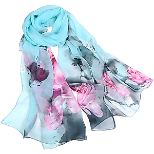 db11 Pack of 4 Chiffon Floral Scarf for Women Fashion Shawls Wraps Lightweight Large Neck Scarves (Color2)