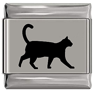 NewCharms Cat Laser Engraved Italian Charm (9mm Standard Size)