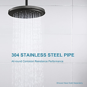 OFFO Shower Arm with Flange 6 Inches Ceiling Mount Replacement Rain Shower Head Straight Arm Ceiling-Mounted For Fixed Shower Head & High Pressure Rain Matte Black