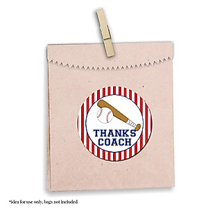 Baseball Team Coach Appreciation Thank You Sticker Labels, 40 2" Party Circle Stickers by AmandaCreation, Great for Envelope Seals & Gift Bags