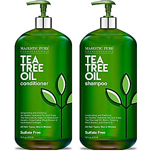 Majestic Pure Tea Tree Shampoo for Men and Women - Hydrating Formula Fights Dandruff, Lice and Itchy, Irritating or Dry Scalp - For All Hair Types - Sulfate Free 16 fl oz (pack of 2)