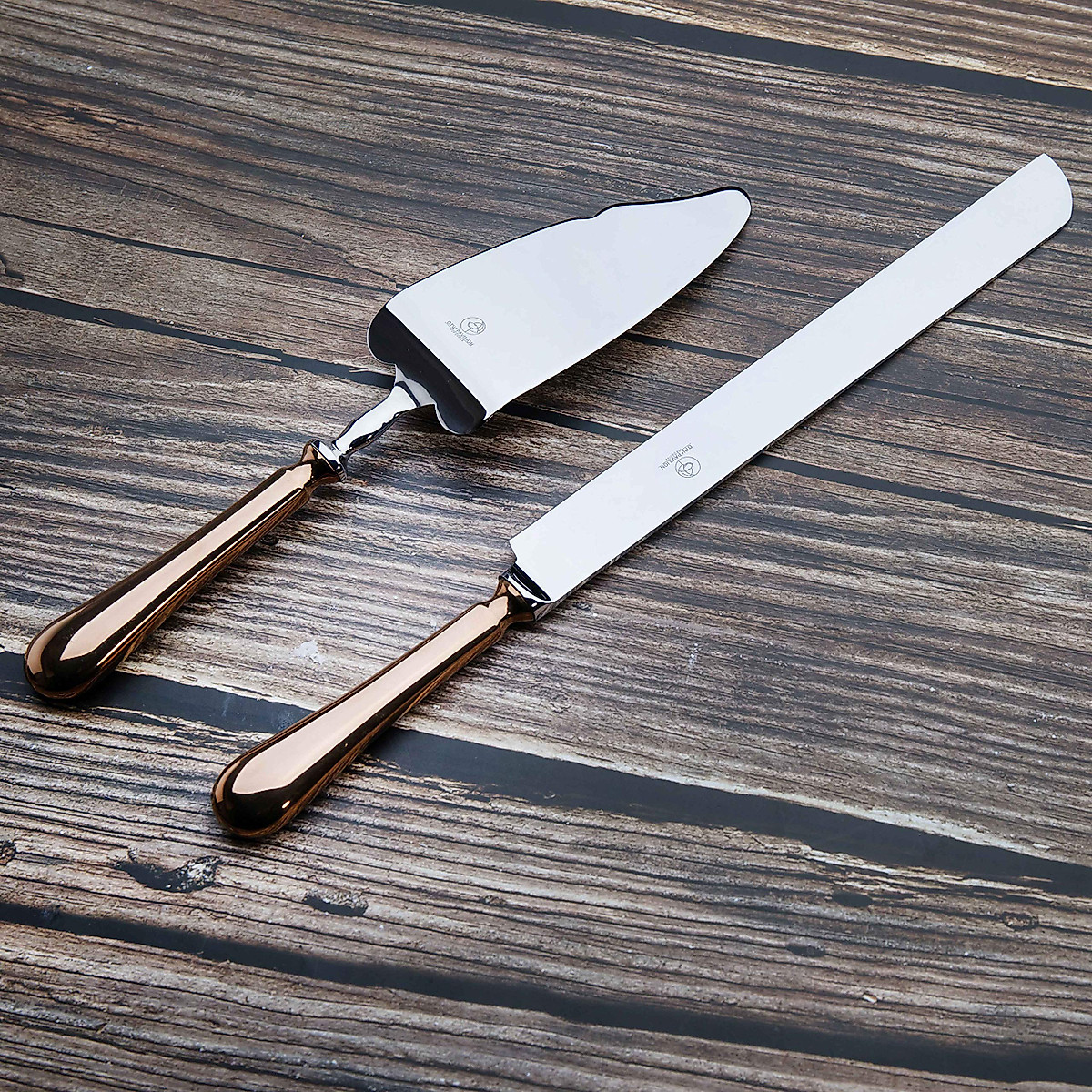 OTW PAVILION Wedding Cake Knife and Server Set,Rose Gold 18/10 Stainless Steel 2 Piece Dessert Set Pie Server Cake Cutter Knife for Birthday,Anniversary,Holiday,Baby Shower,Party