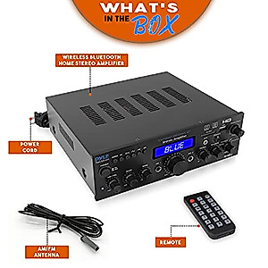 Pyle Wireless Bluetooth Home Stereo Amplifier - Multi-Channel 200 Watt Power Amplifier Home Audio Receiver System w/HDMI, Optical/Phono/Coaxial, FM Radio, USB/SD, AUX, RCA, Mic - Remote -PDA9HBU.5