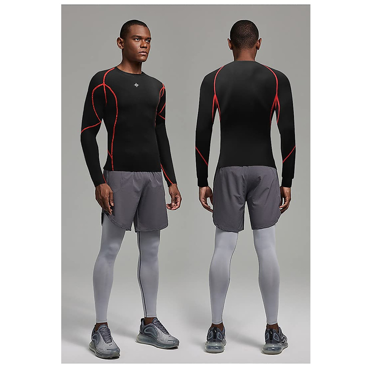 Milin Naco Compression Shirts for Men Long Sleeve Compression Undershirts Dry Fit Compression Shirt Baselayer Rash Guard