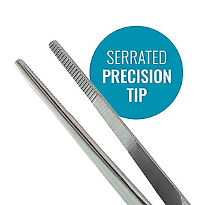 MABIS Surgical Tweezers and Dressing Forceps, 5.5 inches long, Serrated, Stainless Steel