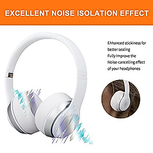Replacement Ear Pads for Beats Solo 3, Ear Cushions for Beats Solo 2 & Solo 3 Wireless/Wired Headphones, Not Fit Beats Studio On-Ear Headphone with Stronger 3M Adhesive, Thicker Memory Foam(White)