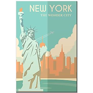 New York City Fridge Magnet Statue of Liberty Vintage Poster USA Travel Souvenir