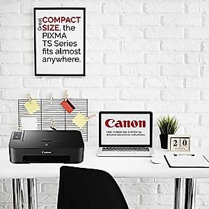 Canon PIXMA TS Inkjet Photo Printer, High Resolution Images, Fast Print Speeds, Home and Office, with Canon Ink and Microtella USB Printer Cable Bundle – Black