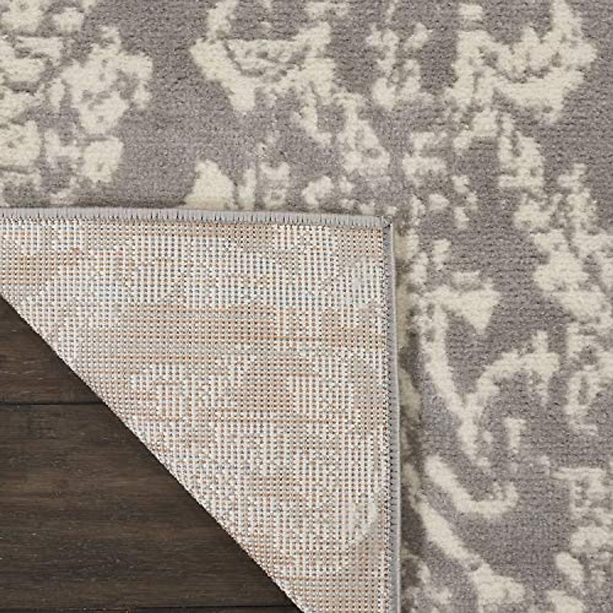 Nourison Jubilant Damask Grey 3' x 5' Area -Rug, Easy -Cleaning, Non Shedding, Bed Room, Living Room, Dining Room, Kitchen (3x5)